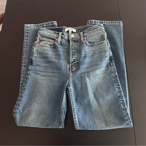 Re/Done | Jeans | Redone Blue Straight Leg Jeans Medium Wash Waist 24 ...
